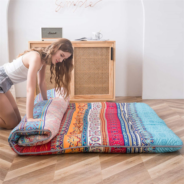 Maxyoyo Bohemian Retro Floor Mattress Vintage Floral Japanese Futon